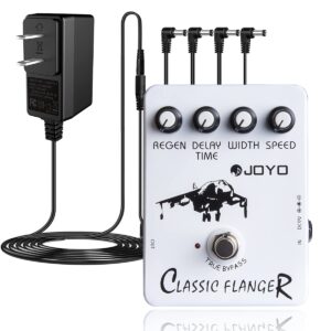 joyo jf-07 classic flanger pedal bundle with dc 9v pedal power supply (800ma -1a) ac adapter