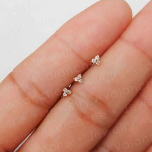 Jewelry Avalanche 3-Stone 0.030ctw Moissanite Nose Stud - 22G Solid 14Kt Yellow Gold Nose Bone Stud Nose Ring - April Birthstone Nose Stud NBYG313-MNT