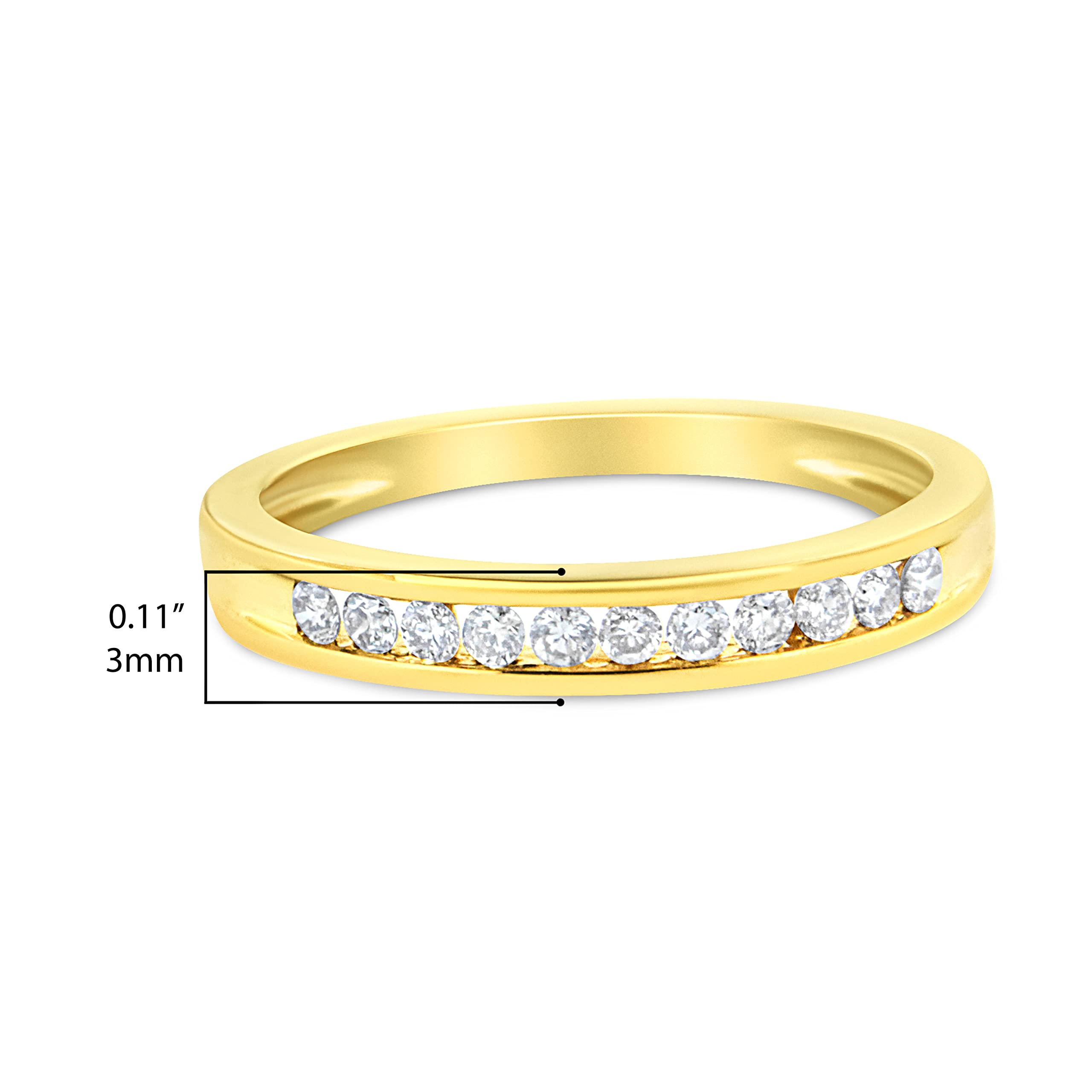 Haus of Brilliance 10K Yellow Gold Plated .925 Sterling Silver 1/4 Cttw Channel Set Round Diamond 11 Stone Wedding Band Ring (K-L Color, I1-I2 Clarity) - Size 7