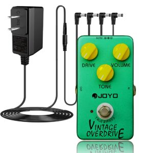 joyo jf-01 vintage overdrive pedal bundle with dc 9v pedal power supply (800ma -1a) ac adapter