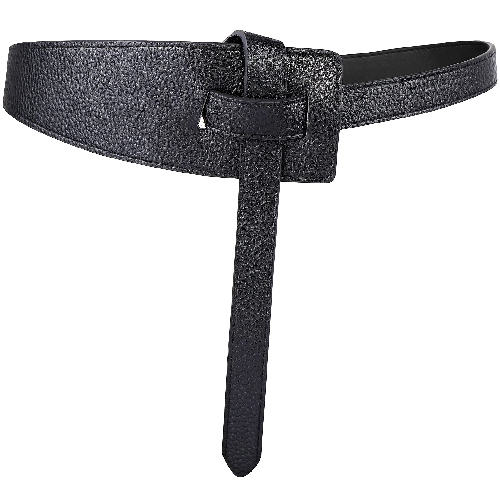 Glamorstar Women Leather Belts Vintage Irregular Waist Belt for Dresses Tie Knot Waistband Belt Black 120CM/47.2IN