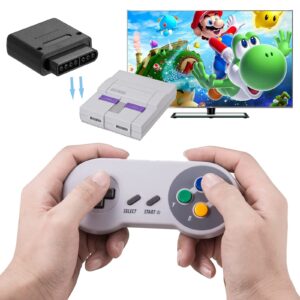 2 Pack Wireless Controller for SNES Original Console, 2.4GHz Retro Rechargeable Remote Wireless Super Gamepad for SNES Nintendo Entertainment System Console-7 Pin Connector