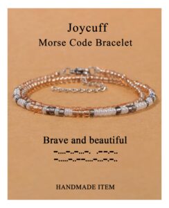 funny gifts for friend morse code bracelets for women inspirational hidden message jewelry birthday christmas gifts for her best friend sister adjustable bead wrap bracelets brave and beautiful