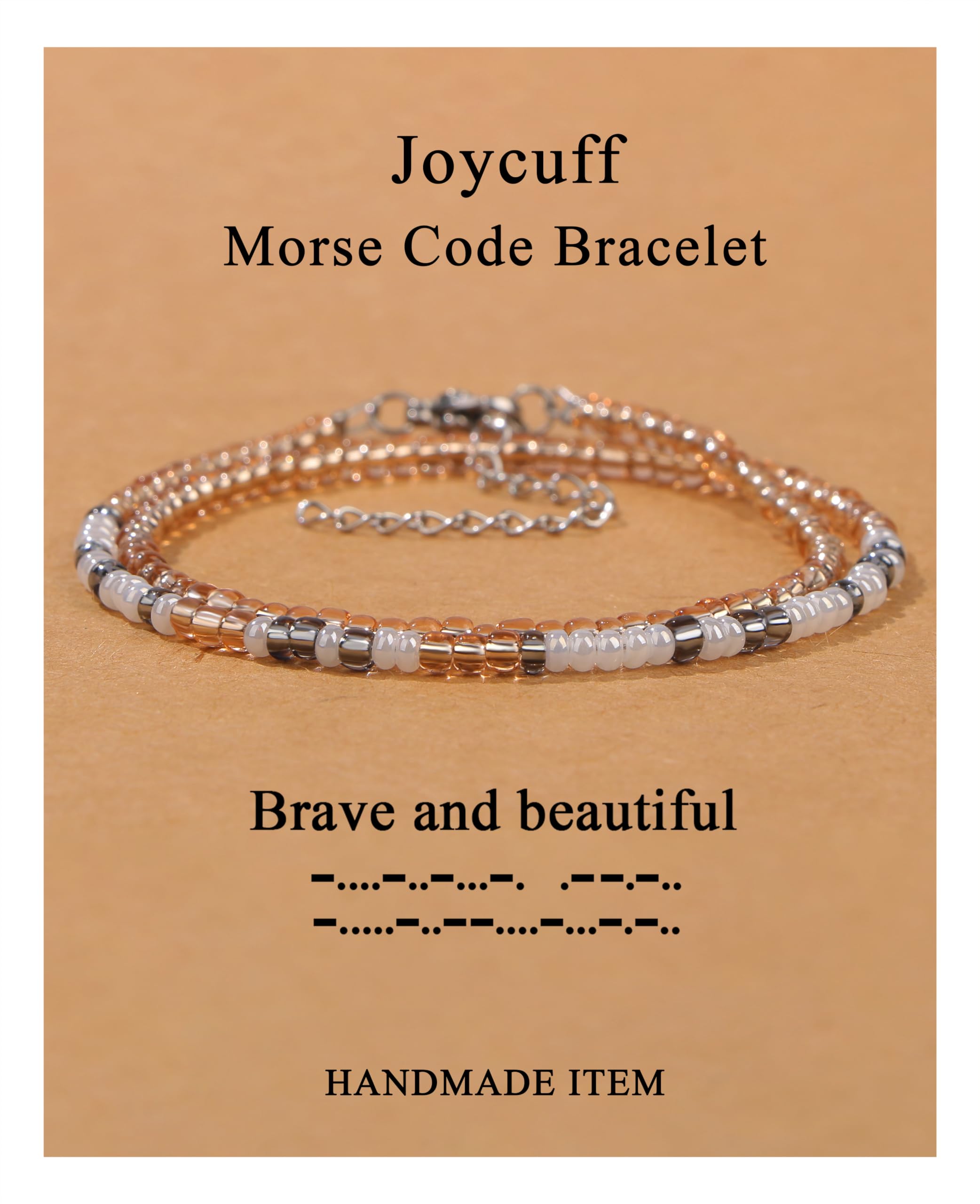 Funny Gifts for Friend Morse Code Bracelets for Women Inspirational Hidden Message Jewelry Birthday Christmas Gifts for Her Best Friend Sister Adjustable Bead Wrap Bracelets Brave and Beautiful