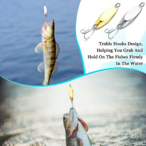 30 Pieces Fishing Spoons Lures, Treble Hooks Fishing Spoons Hard Metal Spoon Lures Spoons Gold Silver for Huge Distance Cast Saltwater Freshwater Fishing in 1/5 oz 1/4 oz 3/8 oz 1/2 oz 3/4 oz