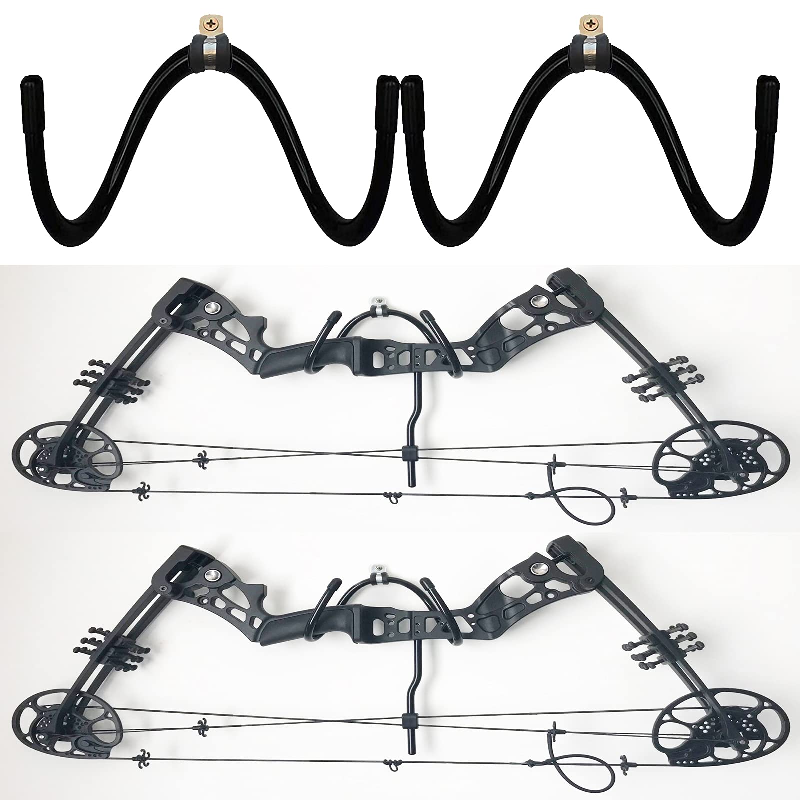 AUXPhome 2 Pack Bow Wall Storage Display Rack Bow Hanger Hooks Wall Holder Wall Mount Storage and Display Your Bow, no Scratches - Hold up to 20 Lbs - Hold 2 Bow - No Bow