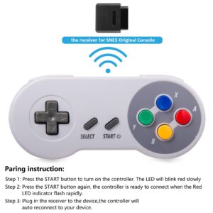 2 Pack Wireless Controller for SNES Original Console, 2.4GHz Retro Rechargeable Remote Wireless Super Gamepad for SNES Nintendo Entertainment System Console-7 Pin Connector