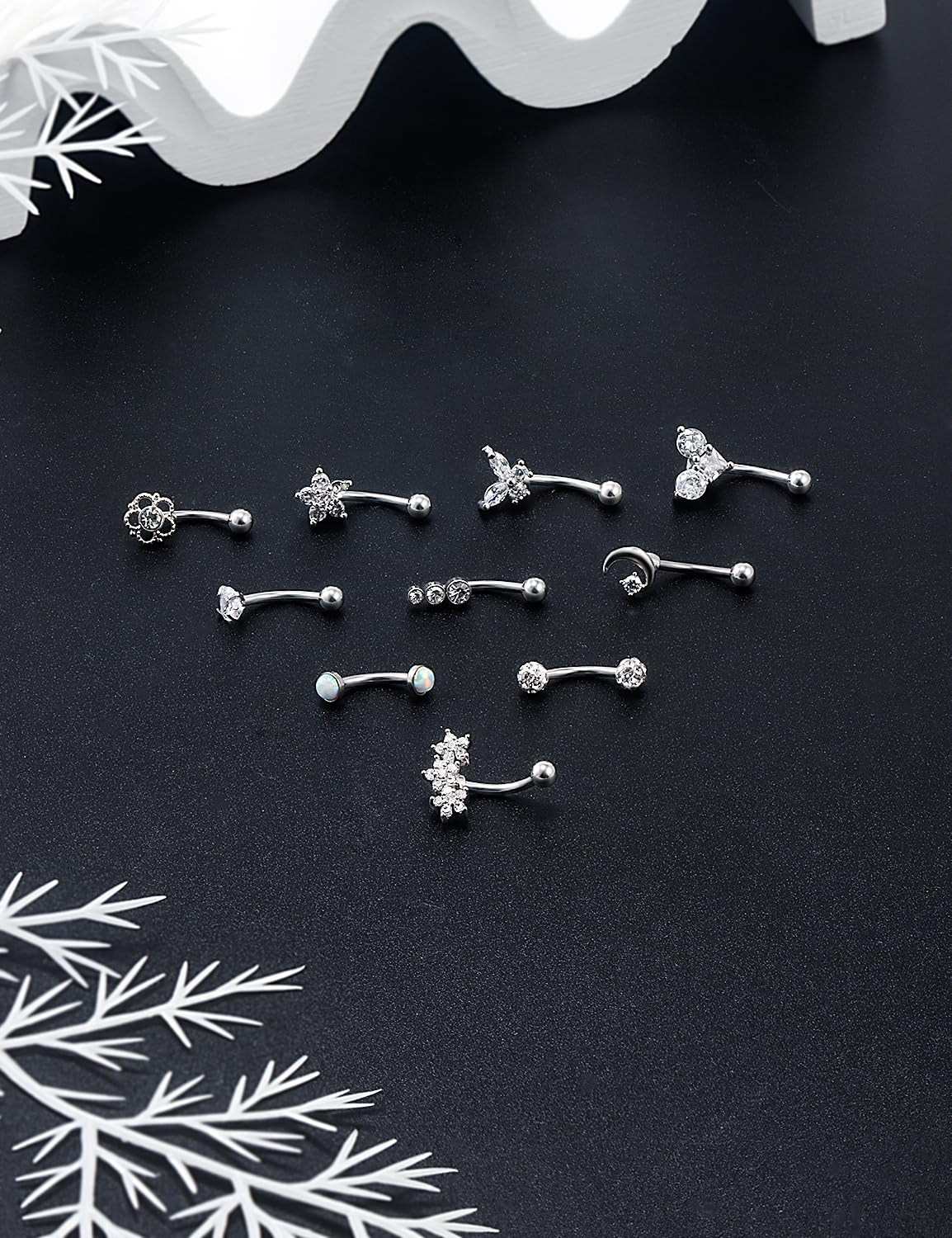 Jenxnjsjo Eyebrow Rook 16g 5/16in Piercing Jewelry Ring for Women Vertical Labret Lip Hood Curved Barbell Snug Earrings Belly Button Snake Frog Eyes Vch Bridge Cartilage Daith Surface Anti Tragus