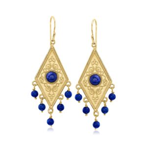 ross-simons lapis drop earrings in 18kt gold over sterling