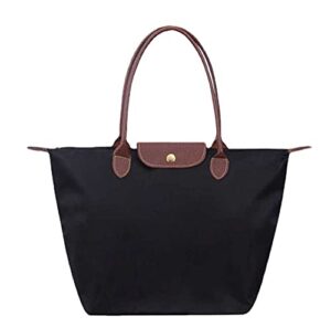 new beach handbag fashion lady handbag tote oxford shoulder bag female waterproof dumpling folding shopping bag (black, 44cm (length)30cm (height)18(width))