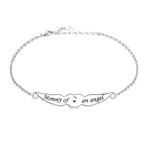 Miscarriage Mommy of an Angel Bracelet 925 Sterling Silver Pregnancy Infant Loss Remembrance Memorial Jewelry Sympathy Gift for Women Mom