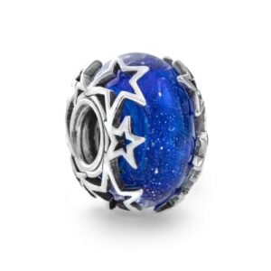 pandora galaxy blue & star murano charm bracelet charm moments bracelets - stunning women's jewelry - gift for women - made with sterling silver