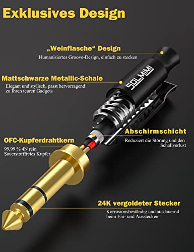 SOLMIMI Headphone Adapter 1/4 to 3.5 mm(11.5ft, 3.5 M), 1/4 to 1/8 Headphone Adapter for Keyboard Piano, Quarter Inch to Headphone Jack Adapter Compatible with Mixer Guitar Piano Amplifier Speaker