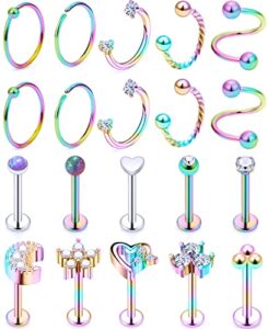 cisyozi 16g lip labret medusa monroe ring stud piercing jewelry for women 16 gauge stainless surgical steel horseshoe tragus helix cartilage earring hoop stud piercings jewelry women men rainbrow 8mm