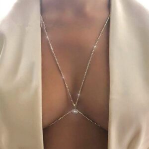 bodiy boho crystal body chain bra gold sparkly bikini chains beach rave accessories cuban belly body jewelry for women and girls