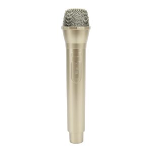 shanrya fake microphone for singing, plastic prop mic prop microphone with 1 x prop microphone for parties(gold)