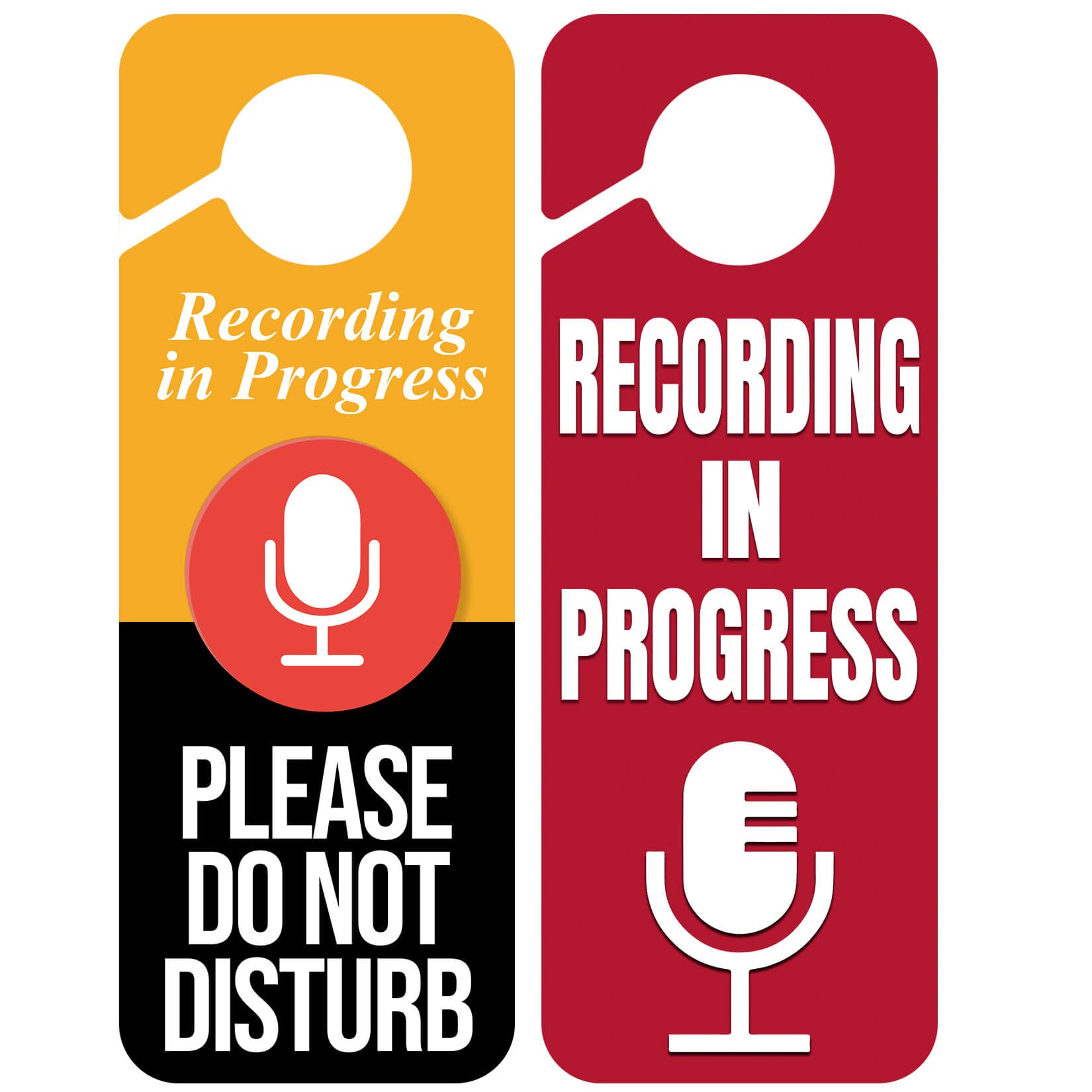 2 x Do Not Disturb Door Hanger Sign,Recording in Progress Do Not Disturb Door Hanger Sign,Recording in Progress Microphone Door Knob Hanger Sign for Offices Clinics (9.5 X 3.5 Inch)