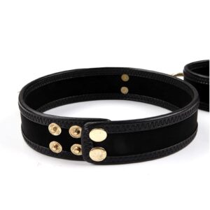 Gothic Punk Cool PU Leather Collar Link Chain Leash Choker Adjustable Metal Chain Detachable Cosplay Couple Jewelry-black