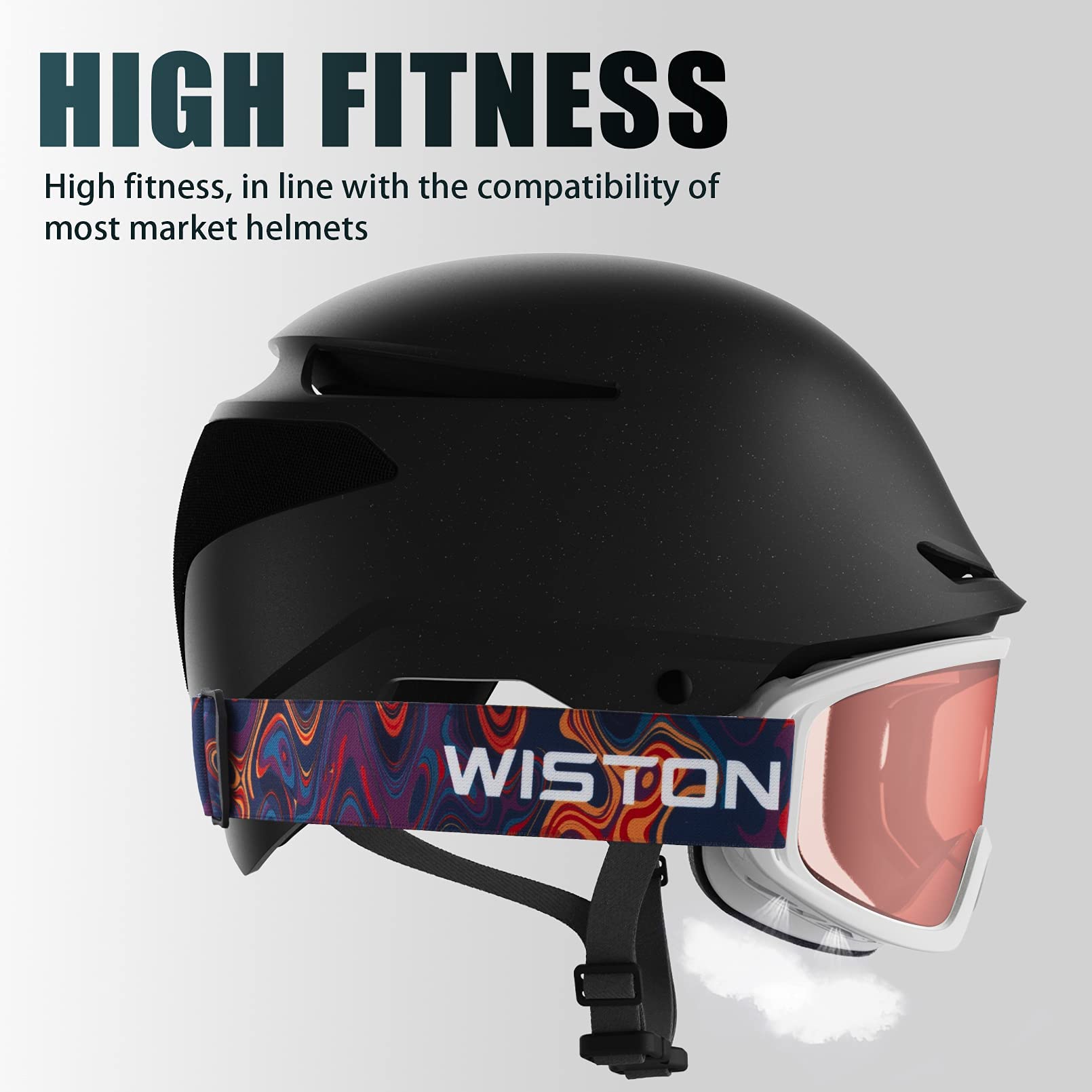 WISTON Ski Goggles - OTG Snow/Snowboard Goggles for Men, Women & Youth - 100% UV Protection (White Frame/Rose Lens)