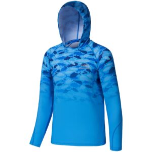 bassdash youth upf50+ performance t shirt with hood long sleeve fishing hiking sun shirt fs03y