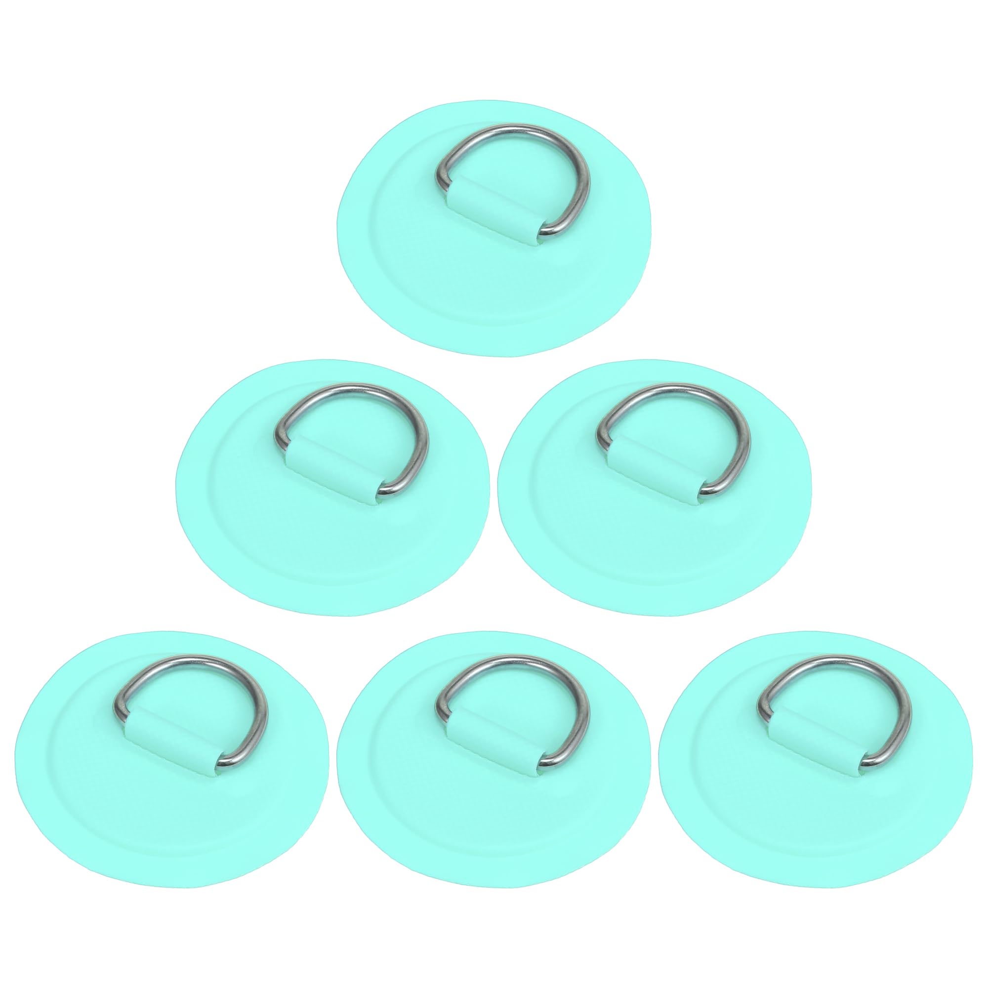 X AUTOHAUX 6pcs D Ring Patch PVC Stainless Steel Round Shape D Ring Pad for Inflatable Boat Kayak Canoe Deck Green