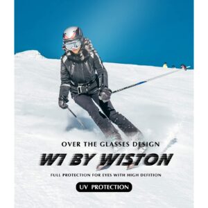 WISTON Ski Goggles - OTG Snow/Snowboard Goggles for Men, Women & Youth - 100% UV Protection (White Frame/Silver Lens)