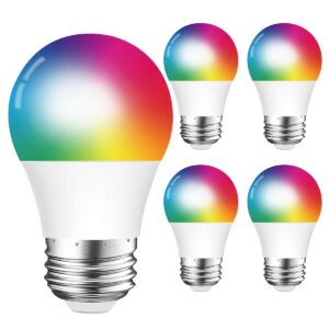 DOGAIN Smart Light Bulbs E26 Base A15 LED RGB Dimmable Color Changing Light Bulb Compatible with Alexa Google Home WiFi Multicolor Lights 6W (40W Equivalent) 500LM (Only 2.4GHz) 4 Pack