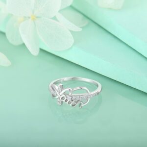 FJ Infinity Cross Ring For Women Sterling Silver Faith Ring Jesus Jewelry (Size 6)