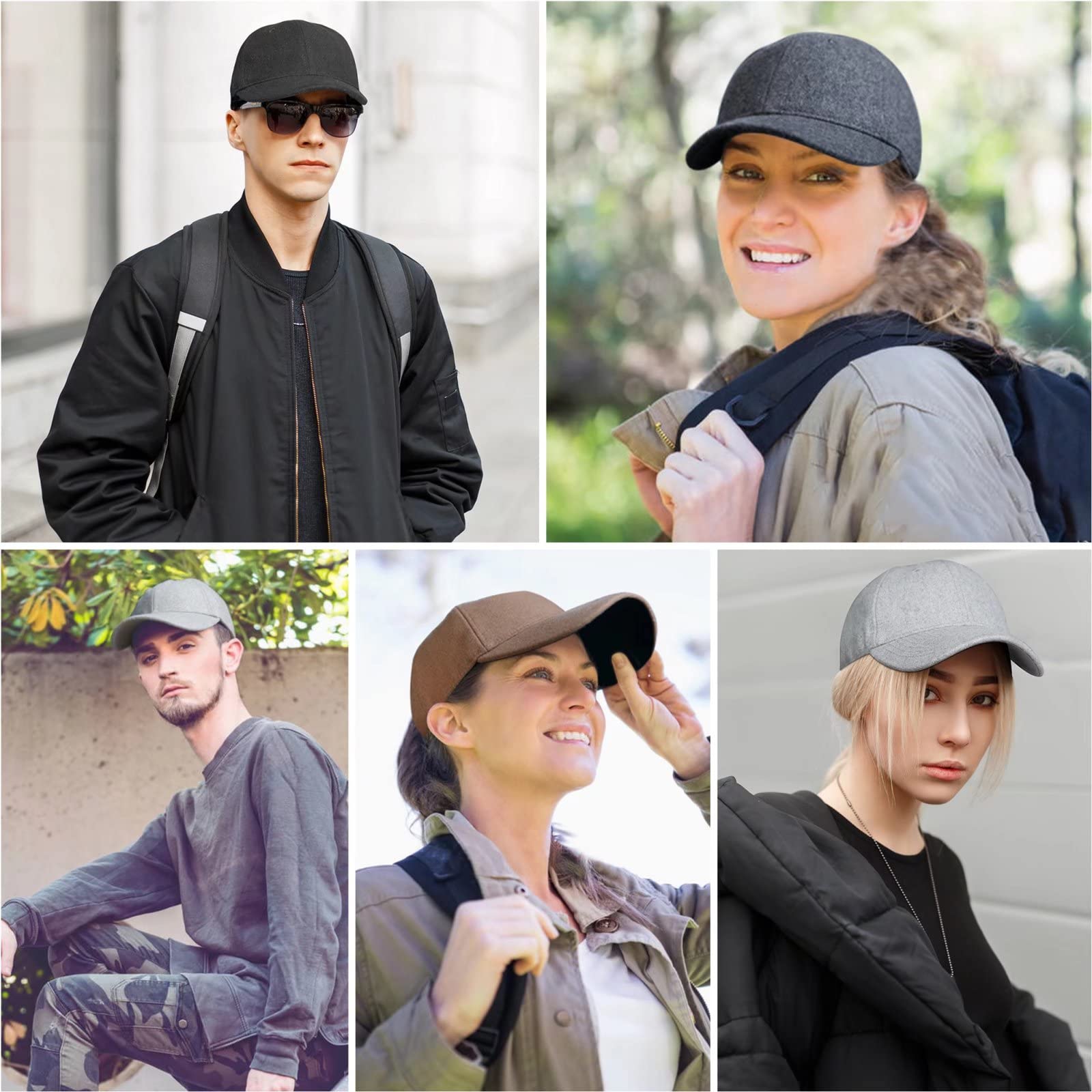 GADIEMKENSD Winter Baseball Caps Unstructured Wool Dad Hat Warm Trucker Hats Work Cap Workout Thick for Mens Womens 7 1/8-7 1/2 Black