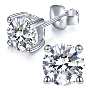 imolove moissanite stud earrings with 0.6ct-3ct d color round cut lab created diamond earrings in sterling silver with 18k white gold plated for women men-2