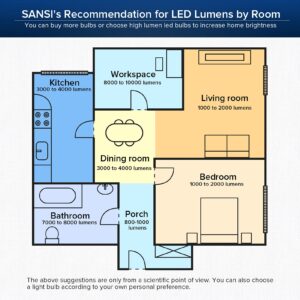 SANSI 100W Equivalent A19 LED Light Bulb, 1600 Lumens 5000K Daylight White Bulb with Ceramic Technology, 6 Pack 22-Year Lifetime, Non-Dimmable, Efficient, Safe, 13W Energy Saving for Home Lighting