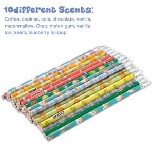 Outus 40 Pieces Scented Pencils with Eraser HB Pencils Graphite Pencil Cylinder Wood Pencils with Themed Elements School Stationery Party Reward Supplies for Girls and Boys, 10 Styles(Animal Style)