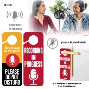 2 x Do Not Disturb Door Hanger Sign,Recording in Progress Do Not Disturb Door Hanger Sign,Recording in Progress Microphone Door Knob Hanger Sign for Offices Clinics (9.5 X 3.5 Inch)