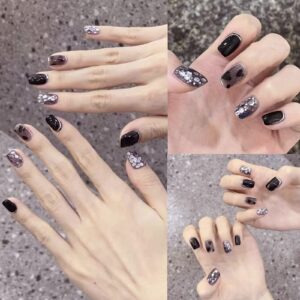 Light Rain Small Size Hand-made Press on Nails, 3D Gel UV Finished False nails with Design by Professional Manicurist