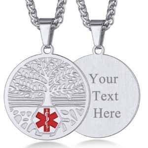 custom4u medical alert necklace for women men personalized stainless steel medical id tag pendant with free engraving