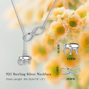 Annamate Elephant Gifts for Women, 925 Sterling Silver Infinity Elephant Pendant Necklace Jewelry For Women