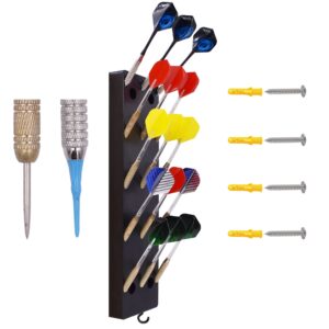 yyst dart holder wall mount/stand/caddy/display rack storage -plastic -hold 15 steel or soft tip darts w screws (1)