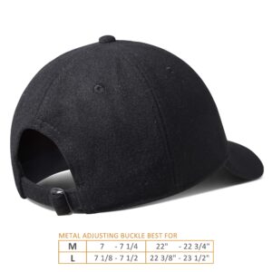 GADIEMKENSD Winter Baseball Caps Unstructured Wool Dad Hat Warm Trucker Hats Work Cap Workout Thick for Mens Womens 7 1/8-7 1/2 Black