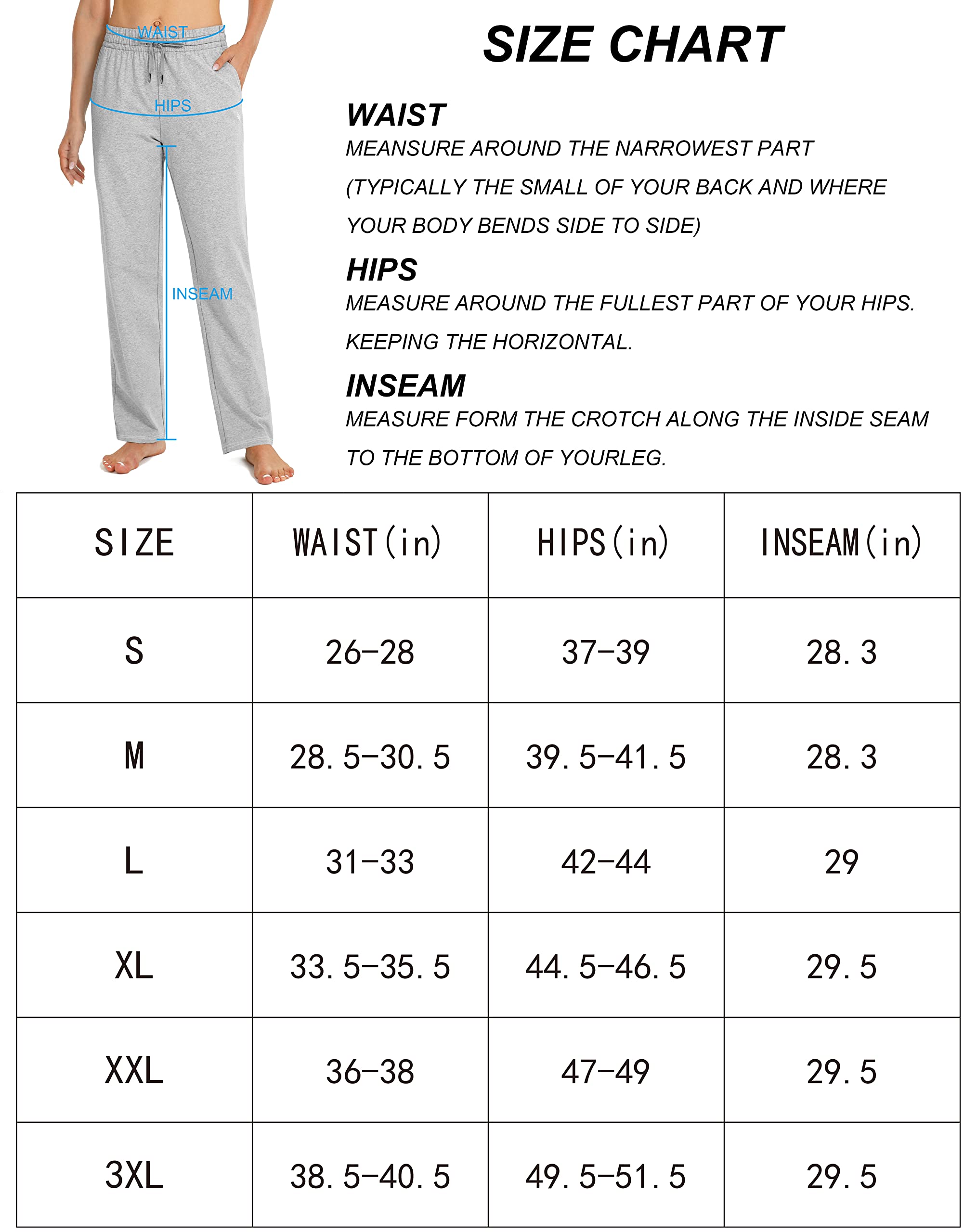 SANTINY Women's Cotton Sweatpants Yoga Lounge Casual Pants Open Bottom Sweat Pants for Women with Pockets (Black_L)