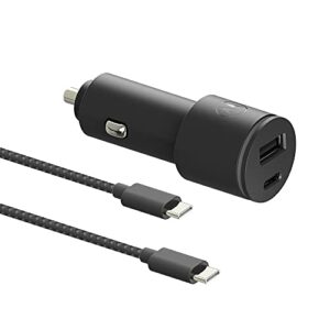 motorola turbopower share car charger- 45w dual port usb-a, usb-c output w/ 6.6ft type c cable for moto g power, stylus, pure, play, edge, edge+, one 5g uw ace, thinkphone