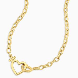 gorjana Women's Parker Heart Necklace, 18K Gold Plated, Cable Chain, Interlocking Double Open Hearts, Infinity Charm