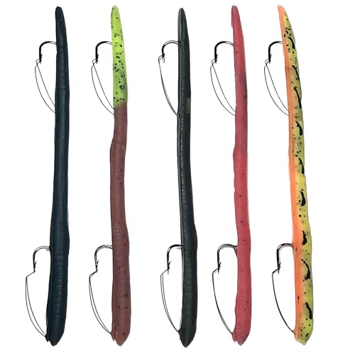 Delong Lures Weedless Pre-Rigged Fishing Lures Bass Set, Pike, and Anything in Between - Made in USA - Extra Durable Soft Plastic Swimbaits for Bass Fishing Lures - 5 PCS Bass Baits and Lures Pack