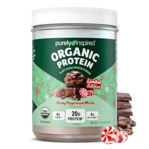 purely inspired plant-based protein powder for men & women, frosty peppermint mocha (16 servings) - vegan & organic - 20g of pea protein powder for smoothies & shakes - dairy-free, & gluten-free