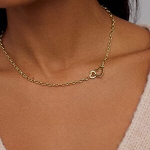 gorjana Women's Parker Heart Necklace, 18K Gold Plated, Cable Chain, Interlocking Double Open Hearts, Infinity Charm