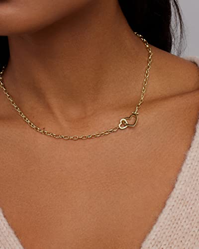 gorjana Women's Parker Heart Necklace, 18K Gold Plated, Cable Chain, Interlocking Double Open Hearts, Infinity Charm