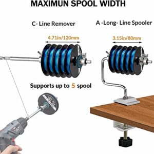 THKFISH Fishing Line Spooler Fishing Line Winder Spooler Fishing Accessories Adjustable Stable Portable Fishing Line Spooler with Clamp A-Long Style+C-Line Remover