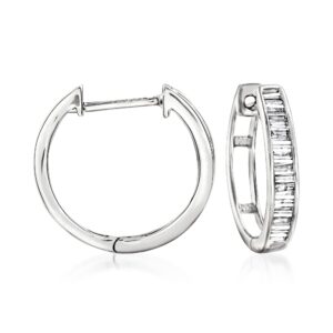 ross-simons 0.20 ct. t.w. diamond huggie hoop earrings in 14kt white gold