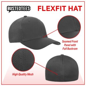 BustedTees Imperial Officer Flexfit Hat Casual Wear Baseball Cap for Men Breathable Flex Fit Ultrafibre Airmesh Fitted Cap (Charcoal, Large-X-Large, l)