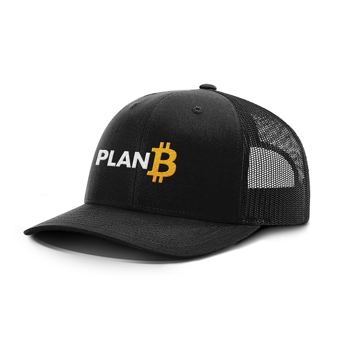 Plan B Bitcoin - Cotton Snapback Hat - Breathable Mesh Side for Casual Wear & Outdoor Activities All Seasons - Baseball Cap Women and Men (Black Front/Black Mesh)