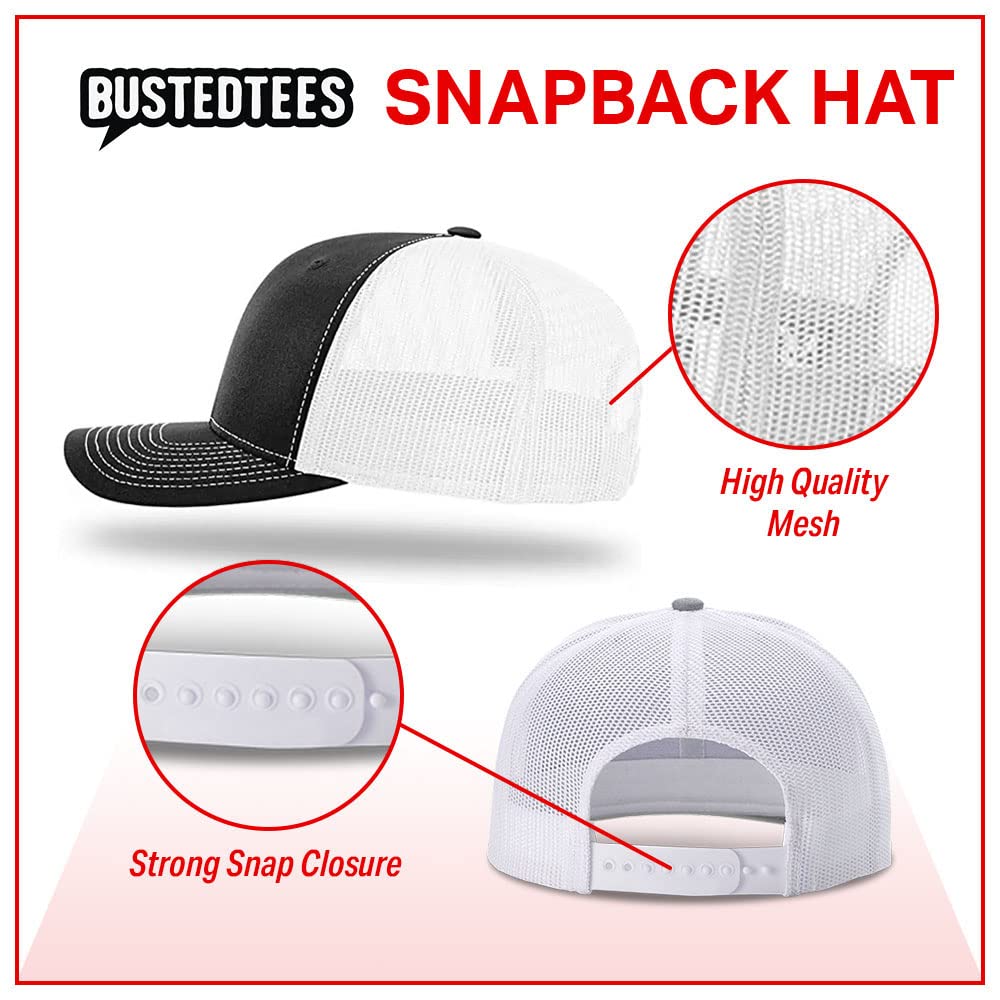 BustedTees Shhh Nobody Cares Back Mesh Hat Casual Wear - Baseball Cap for Men Breathable Mesh Back Adjustable Snapback Strap (Black Front/White Mesh)